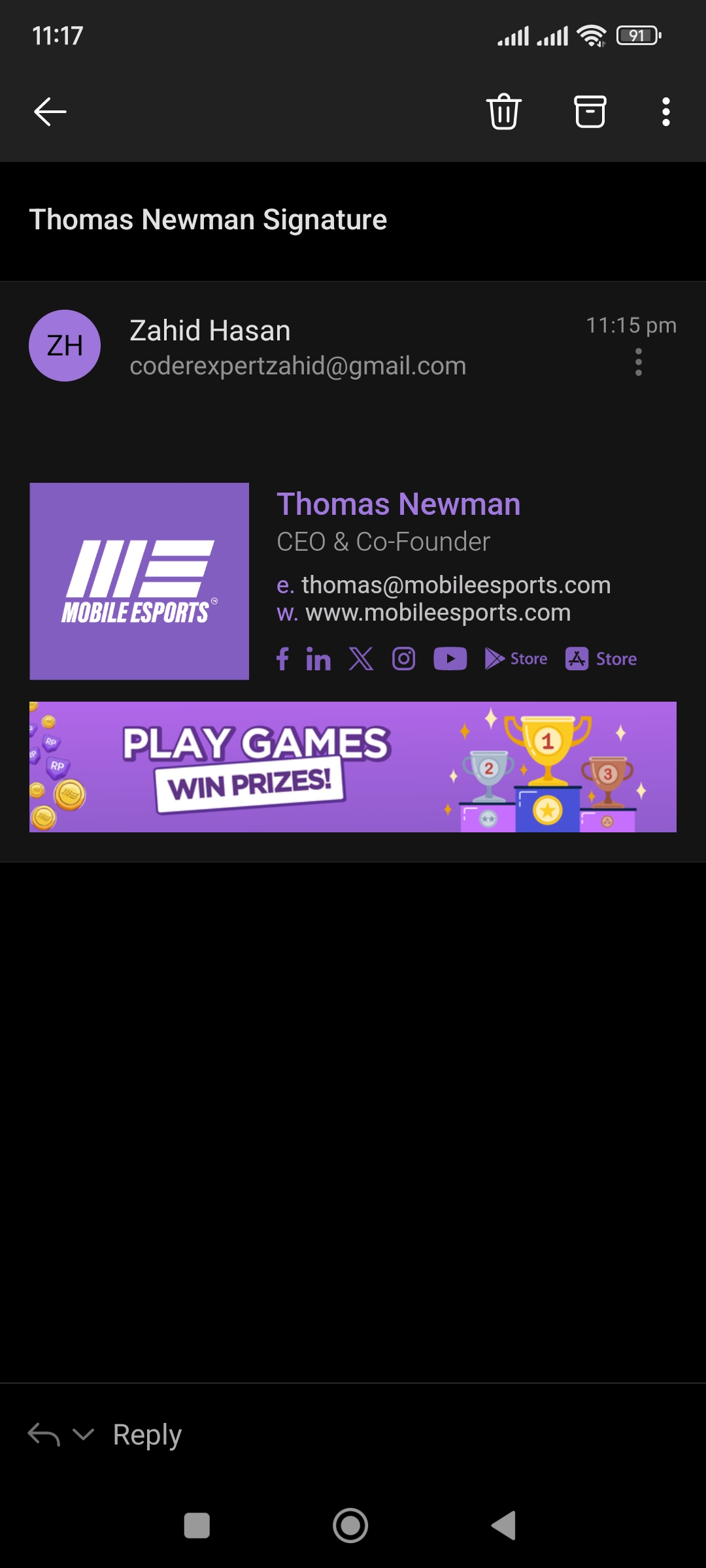 Github Developer Zahidthomas Newman Clickable Html Email Signature